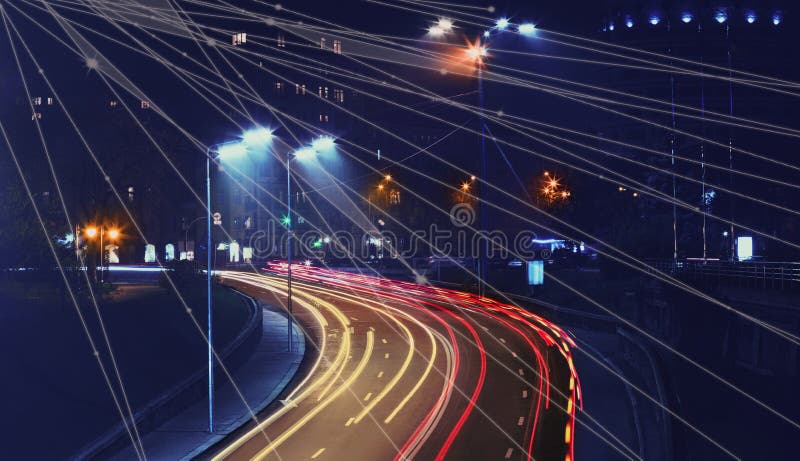 Cityscape and Network Connection Lines. Cloud Technology Stock Image ... Cityscape and Network Connection Lines. Cloud Technology Stock Image ...