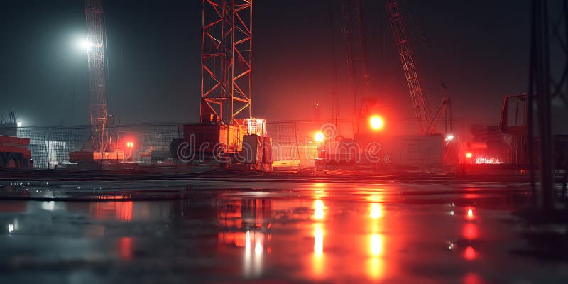 Night Cityscape Rainy Night Urban Scene with Red Lights Stock Photo ...