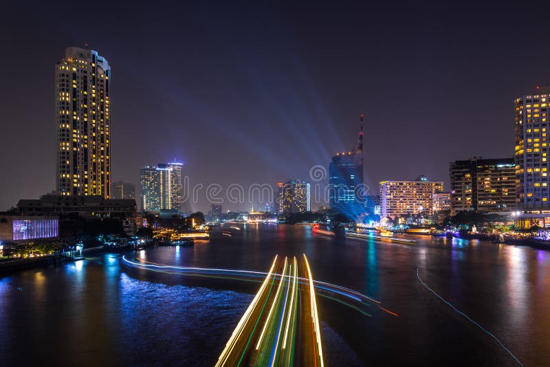 Night cityscape river stock photo. Image of bangkok, night - 40655316
