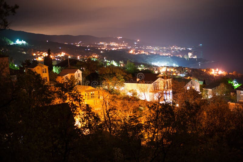 Night Cityscape, Town Gaspra Stock Image - Image of town, ukraine: 38217695