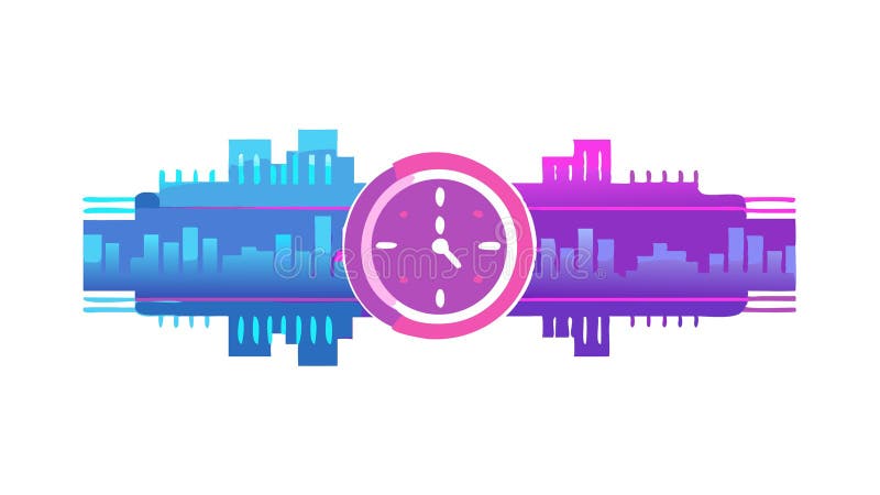Night Cityscape Urban Rhythm Clock Time Icon, Vector Design Generative ...