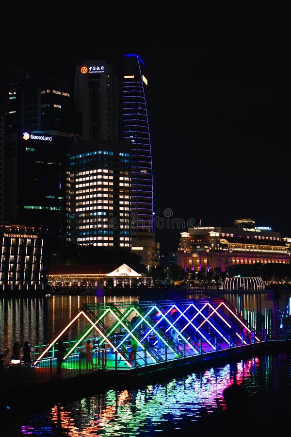 Night Cityscape View with the Reflection of the Lights on the River ...