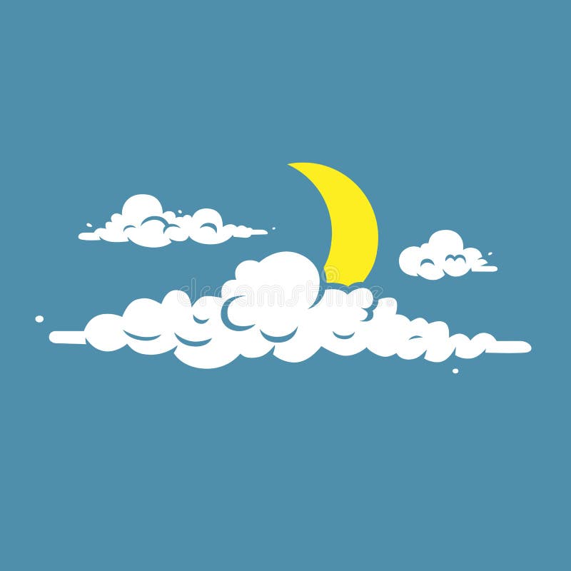 Night Cloud with Moon. Stylized Illustration Stock Vector ...