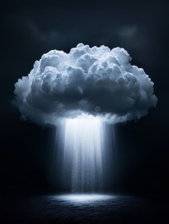 Night Cloud Rain Beam a Single Large Cumulonimbus Cloud at Night with a ...