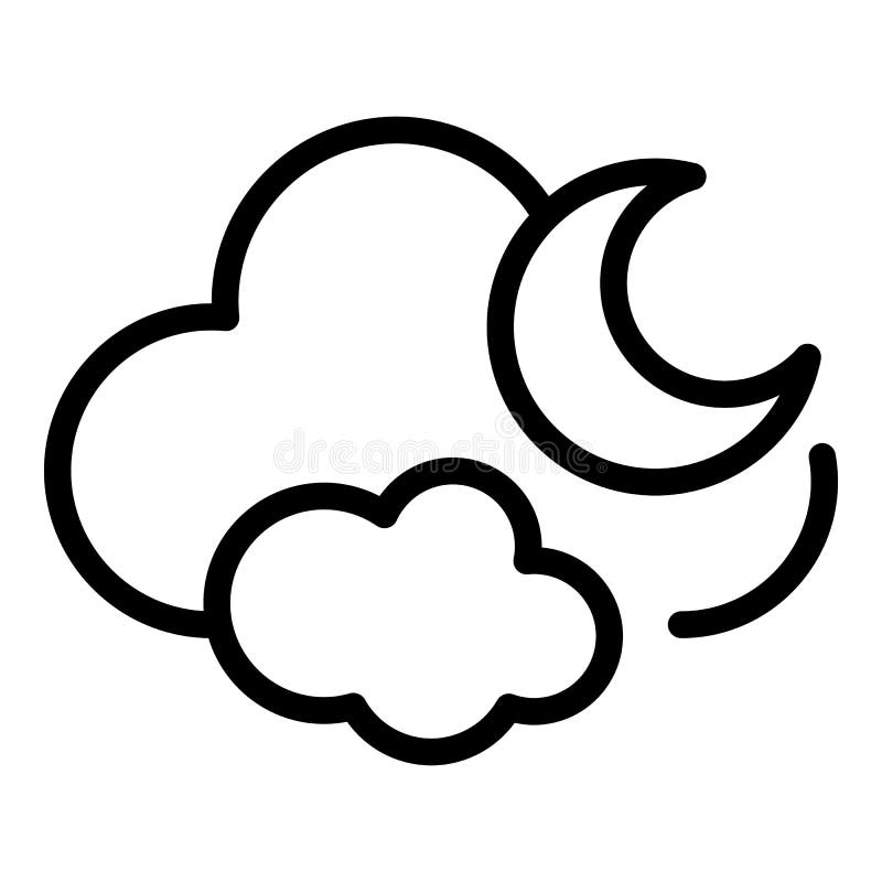 Night Clouds Icon, Outline Style Stock Vector - Illustration of light ...