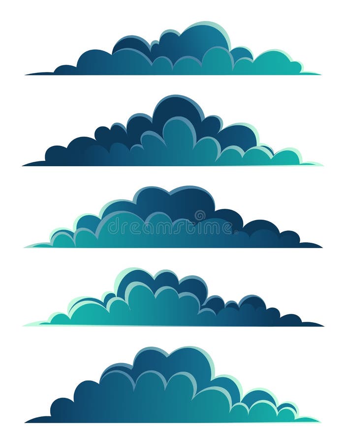 Night Clouds Vector Panorama Collection, Different Dark Blue Clouds for ...