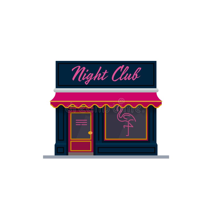 Night Club Building Facade Isolated Flat Design Vector Illustration ...