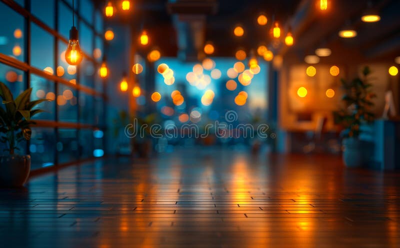 Night Club Interior with Bar Neon Lights and Lot of Windows Stock Image ...