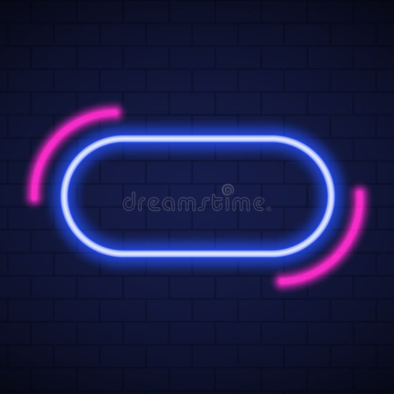 Night Club Neon Sign Frame With Neon Led Border On Dark Brick Wall