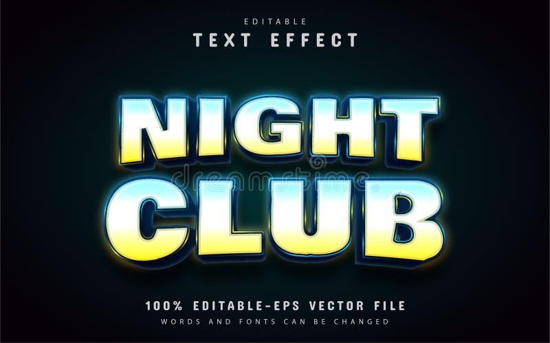 Night Club Neon Style Text Effect Stock Vector - Illustration of ...