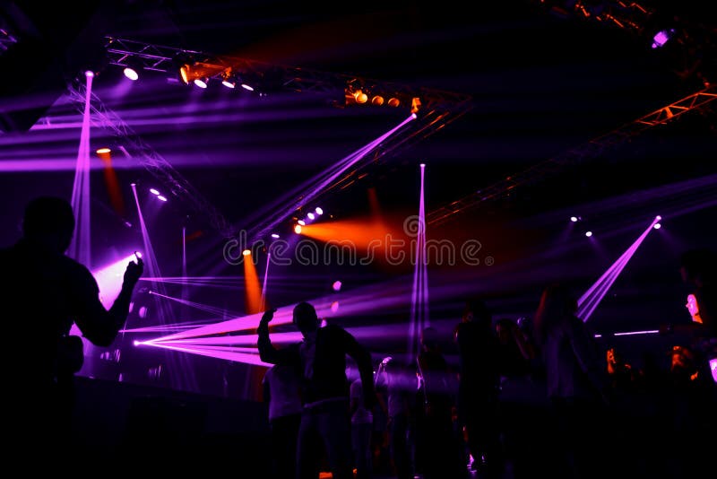 Night Club Silhouette Crowd in Front of Bright Stage Lights Stock Image ...