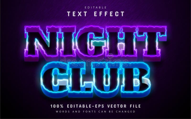 Night Club Text Effect Neon Style Stock Vector - Illustration of color ...