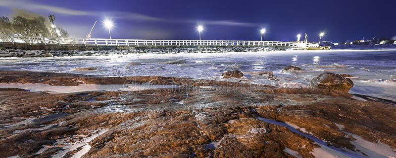 Night coast stock image. Image of coast, light, wellpark - 28940181