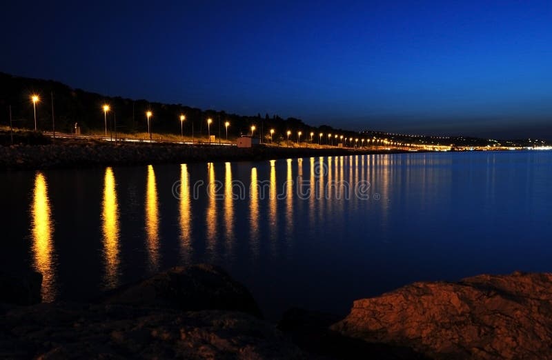 Night coast landscape stock photo. Image of coast, reflections - 32730236