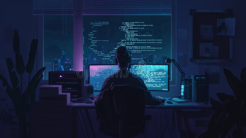 Night Coder Illuminated Tech Workspace Stock Photos - Free & Royalty-Free Stock Photos from ...