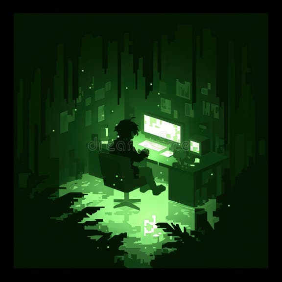 Night Coder stock illustration. Illustration of atmosphere - 365694892