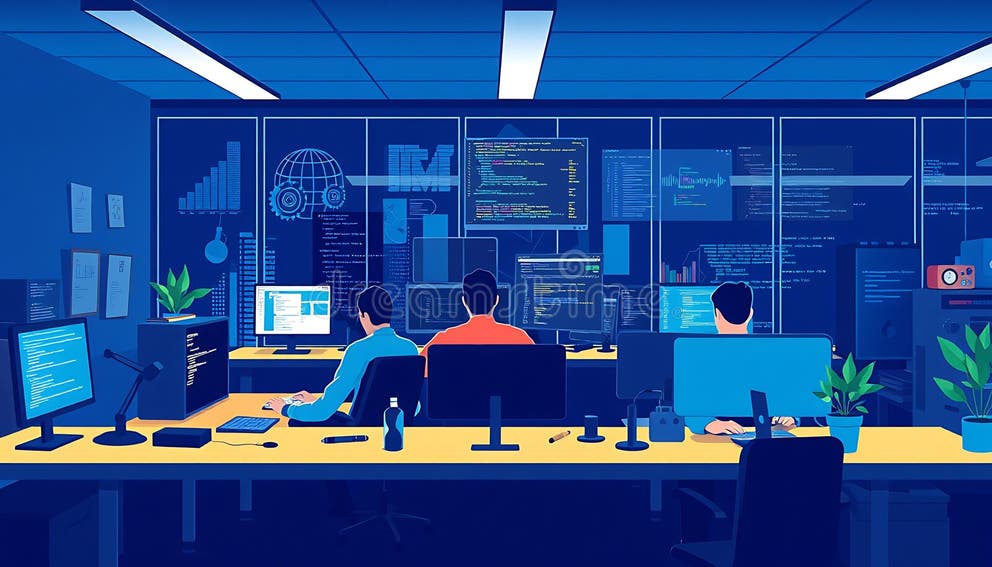 Night Coding Session With Programmers Software Development And Tech Workspace Generative Ai