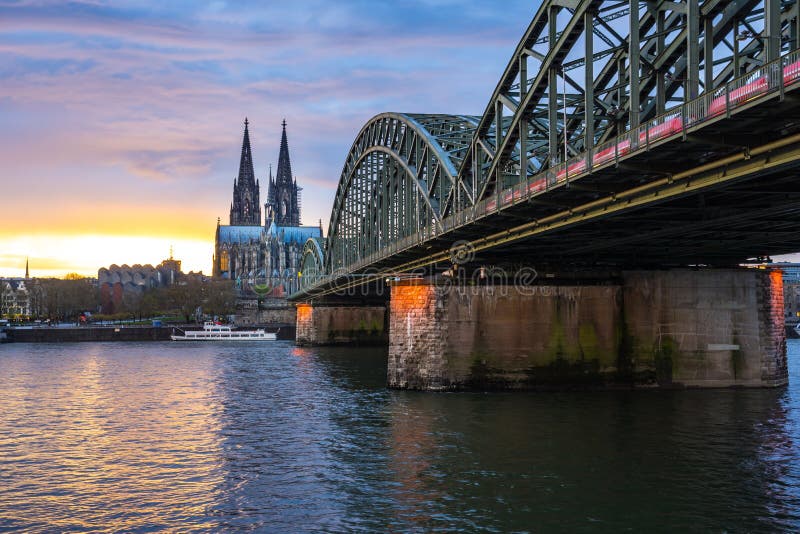 Night in Cologne and View of Cologne Cathedral in Cologne, Germany ...