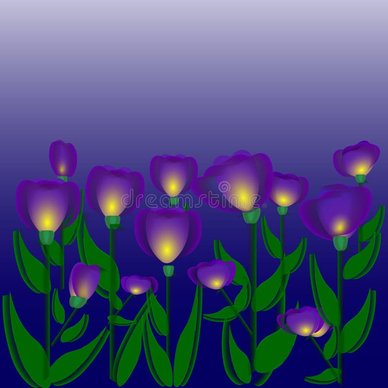 Night colors flowers stock vector. Illustration of dark - 64674125