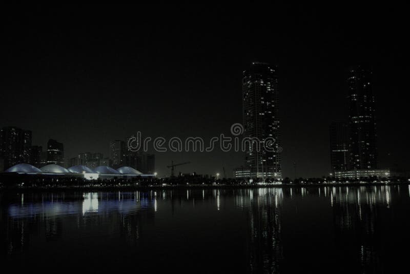 Night Colours Building Reflections Stock Image - Image of coloured ...