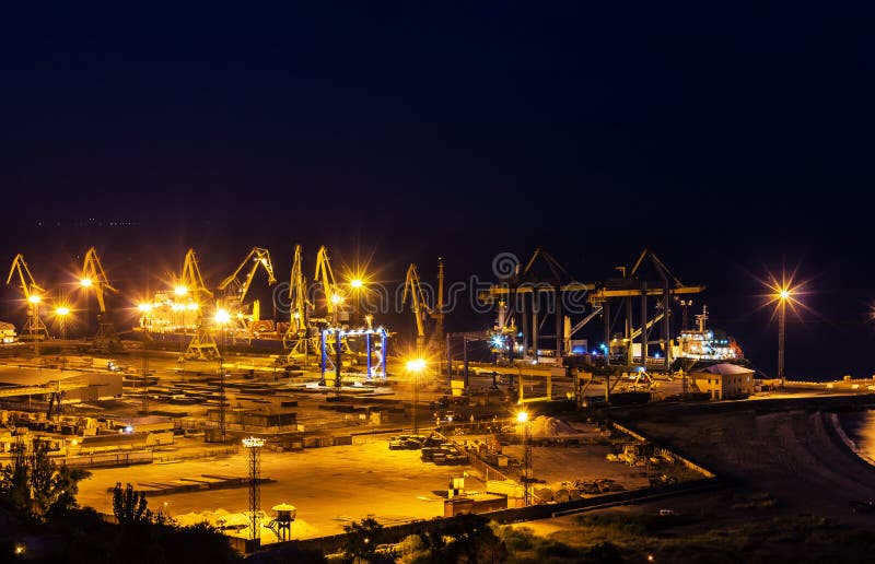 Commercial port at night stock image. Image of california - 7510871