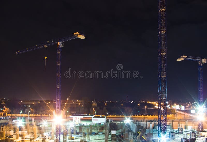 Night construction stock image. Image of crane, industrial - 21829783