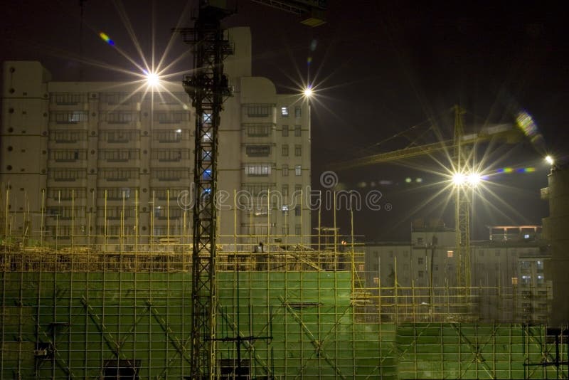 Night construction site stock image. Image of building - 12905511