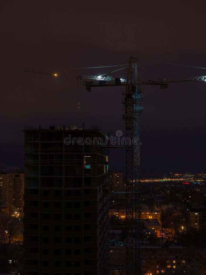 Night construction yard stock image. Image of work, night - 207046607