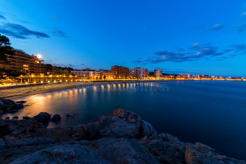 Night View of National Museum in Barcelona, Spain Stock Photo - Image ...