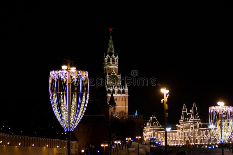 Night Cremlin in Moscow, As Well As Stock Image - Image of lighting ...
