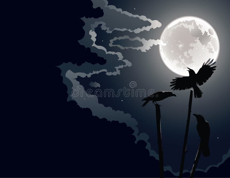 Night crows stock vector. Illustration of black, bird - 47793215