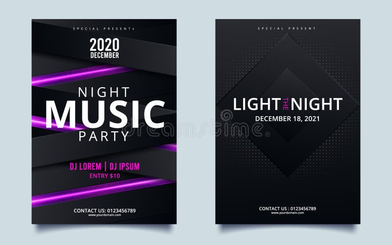 Night Dance Party Music Night Poster Template. Vector Illustration ...