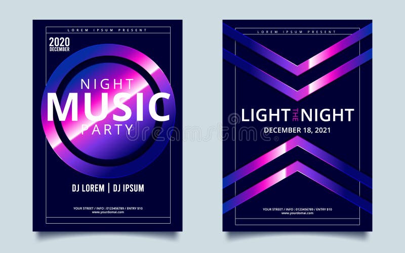 Night Dance Party Music Night Poster Template. Vector Illustration ...