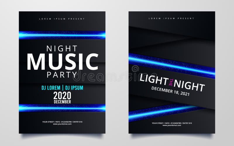 Night Dance Party Music Night Poster Template. Vector Illustration ...