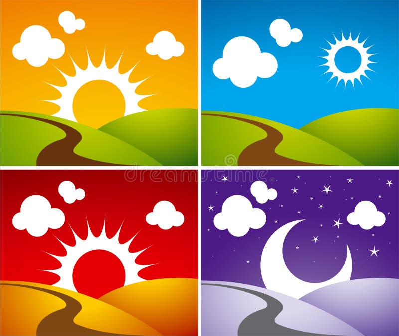 Morning Day Evening Night stock vector. Illustration of dusk - 28137682