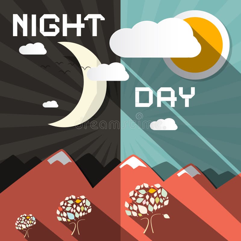 Night and Day Vector Illustration Stock Vector - Illustration of long ...