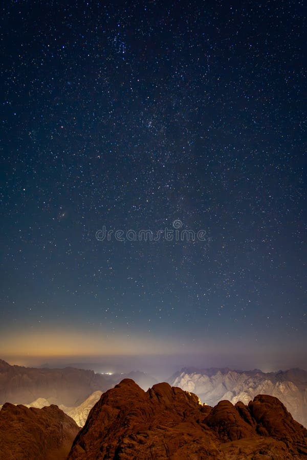 Night in desert stock image. Image of mountain, mount - 349597025