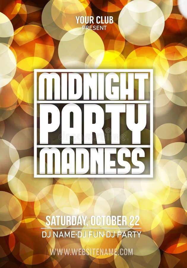 Night Disco Party Poster Background Template - Vector Illustration ...