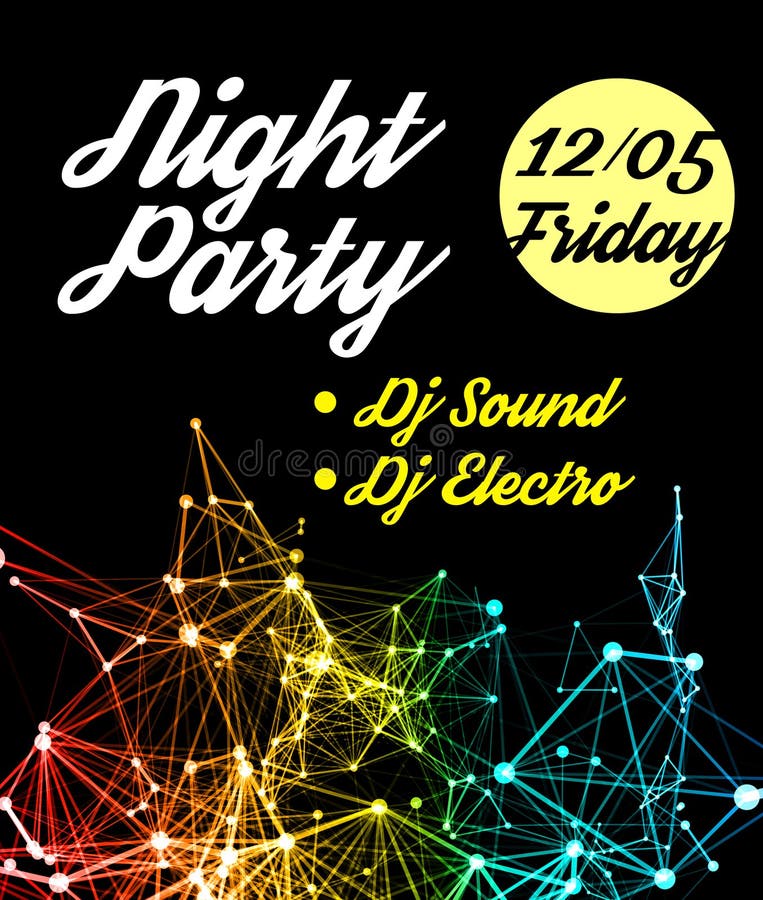 Night Disco Party Poster Background Stock Vector - Illustration of data ...