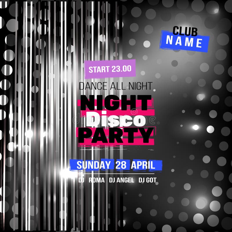 Night Disco Party Stylish Flyer or Banner Design Concept. Stock Vector ...