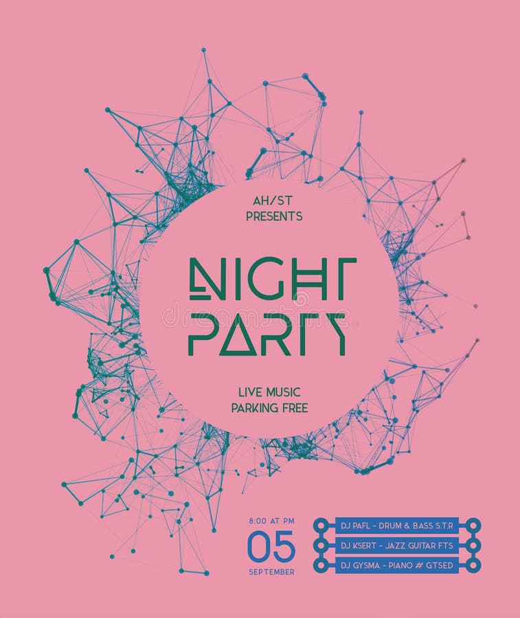 Night Disco Party Vector Poster Background. Modern Design Stock Vector ...