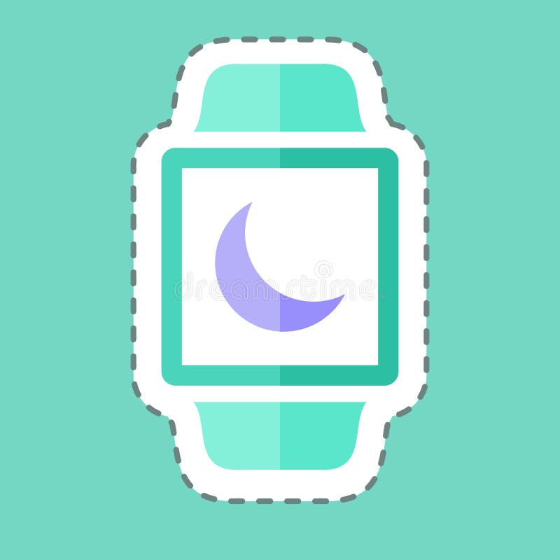 Night Display Sticker in Trendy Line Cut Isolated on Blue Background ...