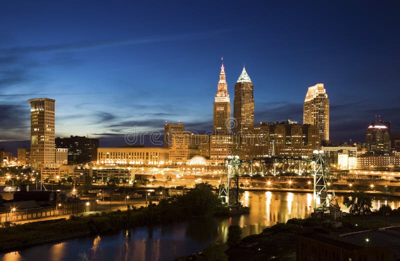 Night in Downtown Cleveland Stock Image - Image of city, life: 15055279