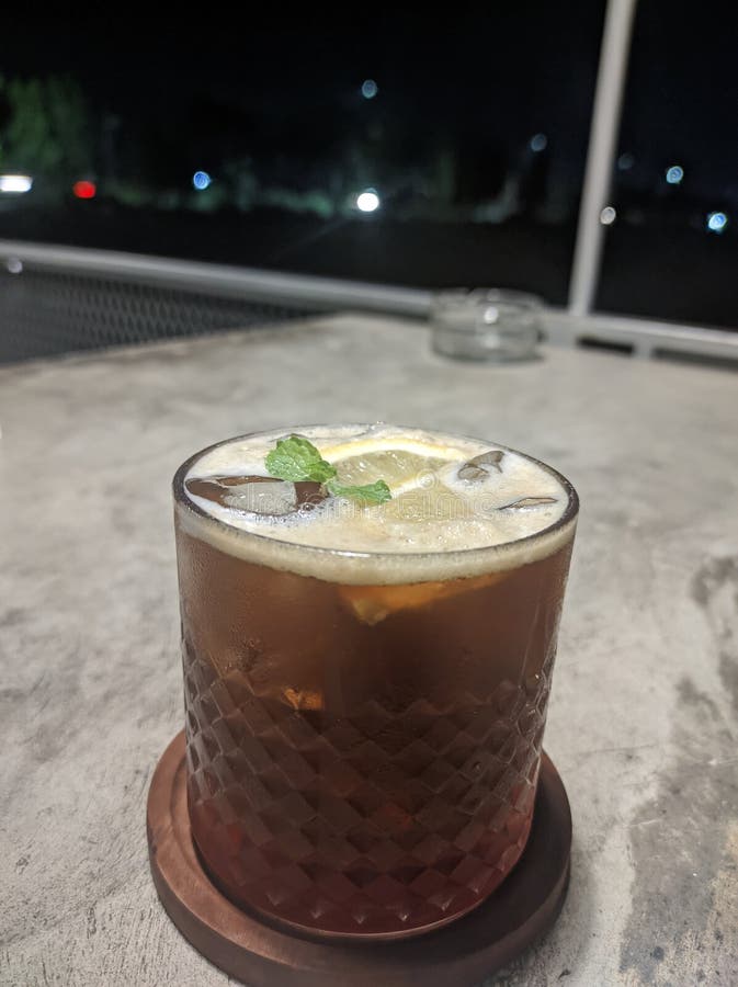 Night Drink Glass Ice Coffee Stock Image - Image of coffee, drink ...