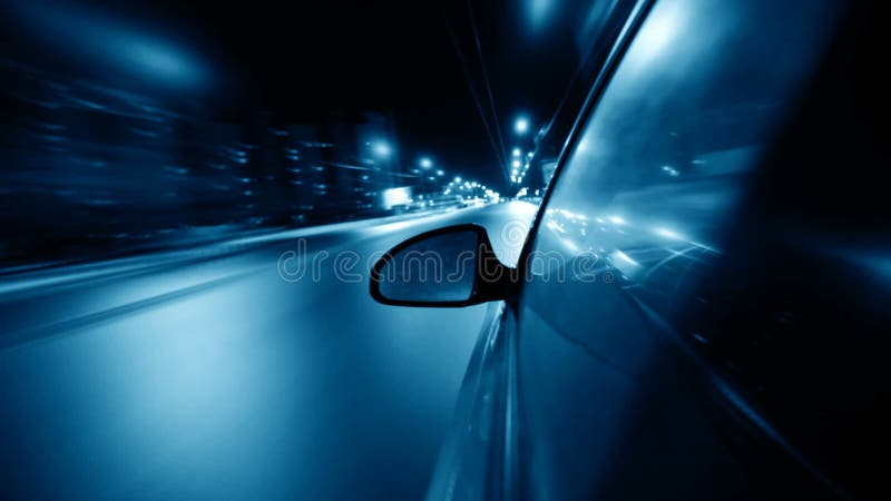 Night Drive on Illuminated Desert Road Viewed from Above Stock Footage ...