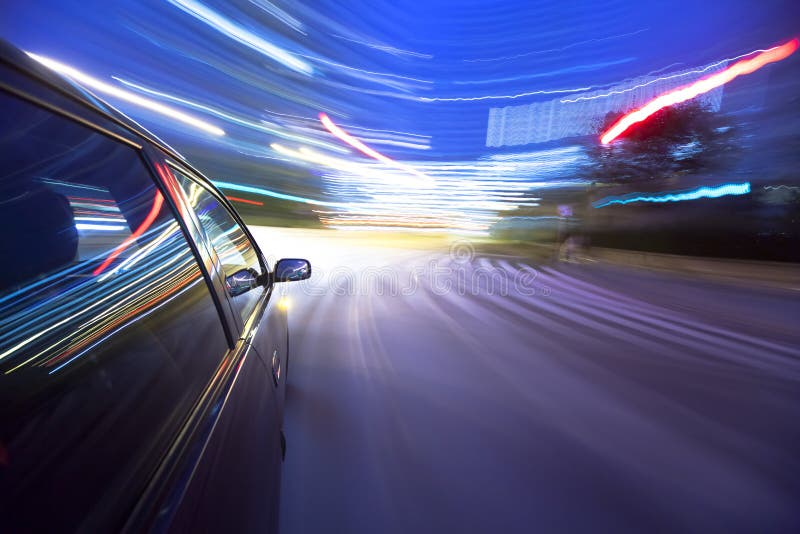 Night Drive With Car In Motion Stock Image - Image of city, blurry: 6782291