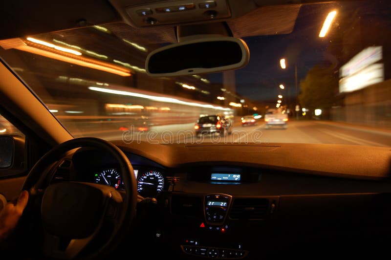 Night Drive with Car in Motion Stock Photo - Image of abstract, light ...