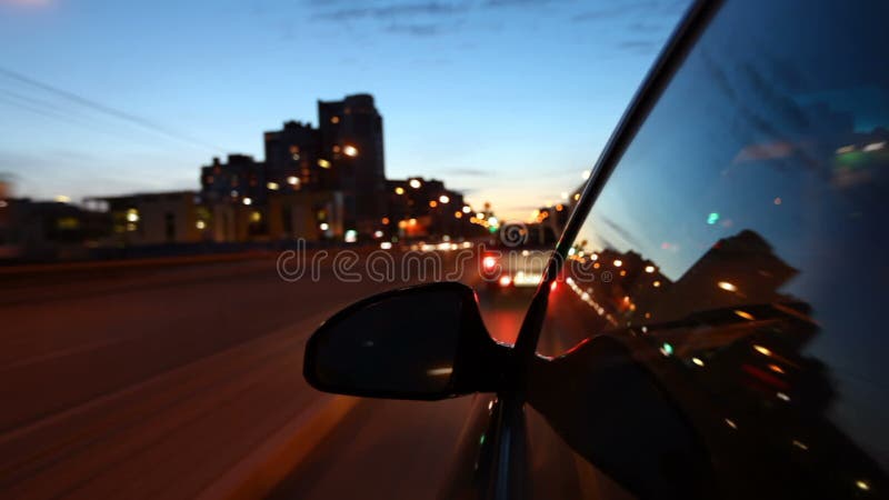 Night Drive on Illuminated Desert Road Viewed from Above Stock Footage ...