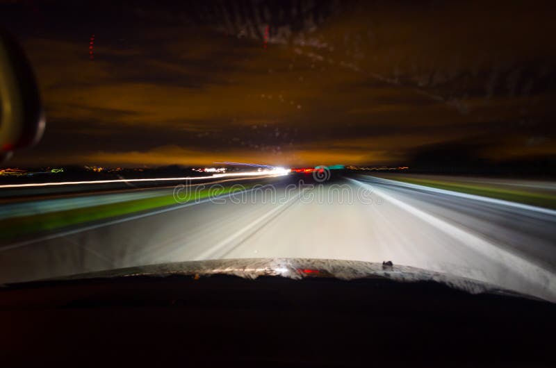 Night driving stock photo. Image of headlights, danger - 46010158