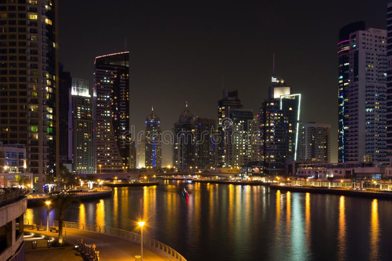 Night Dubai editorial photo. Image of city, evening, towers - 60753661